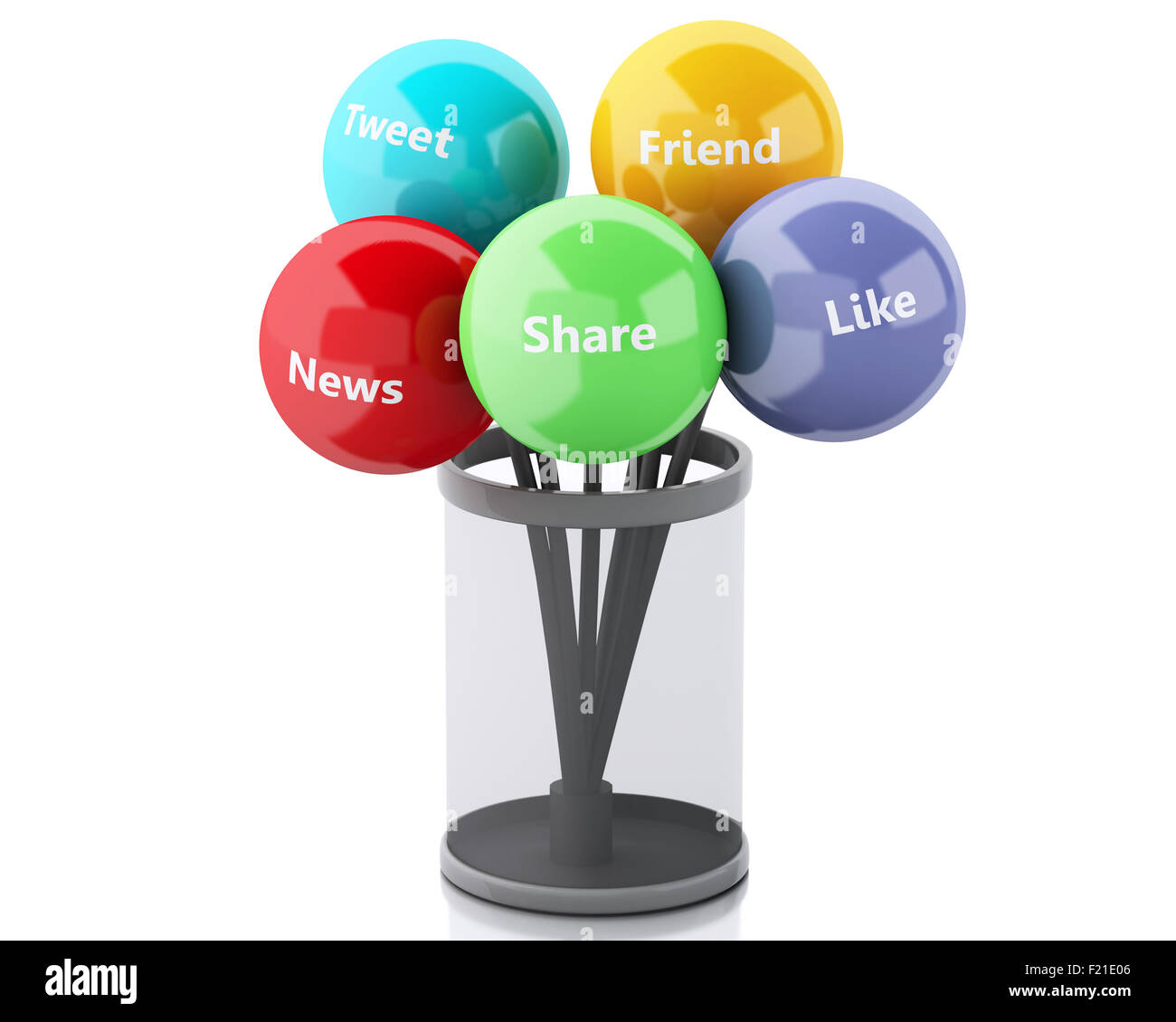 3d renderer image. color bubbles with Social media and networking ...