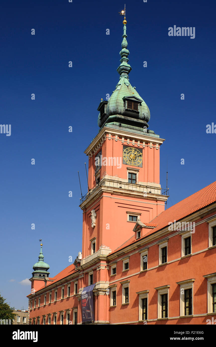 Poland, Warsaw, Royal Castle, facade and clock tower Stock Photo - Alamy