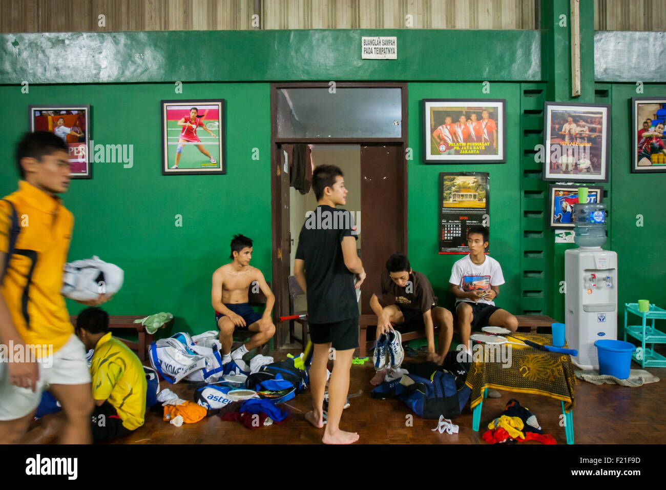 Indonesian young badminton players after training session at Jaya Raya ...
