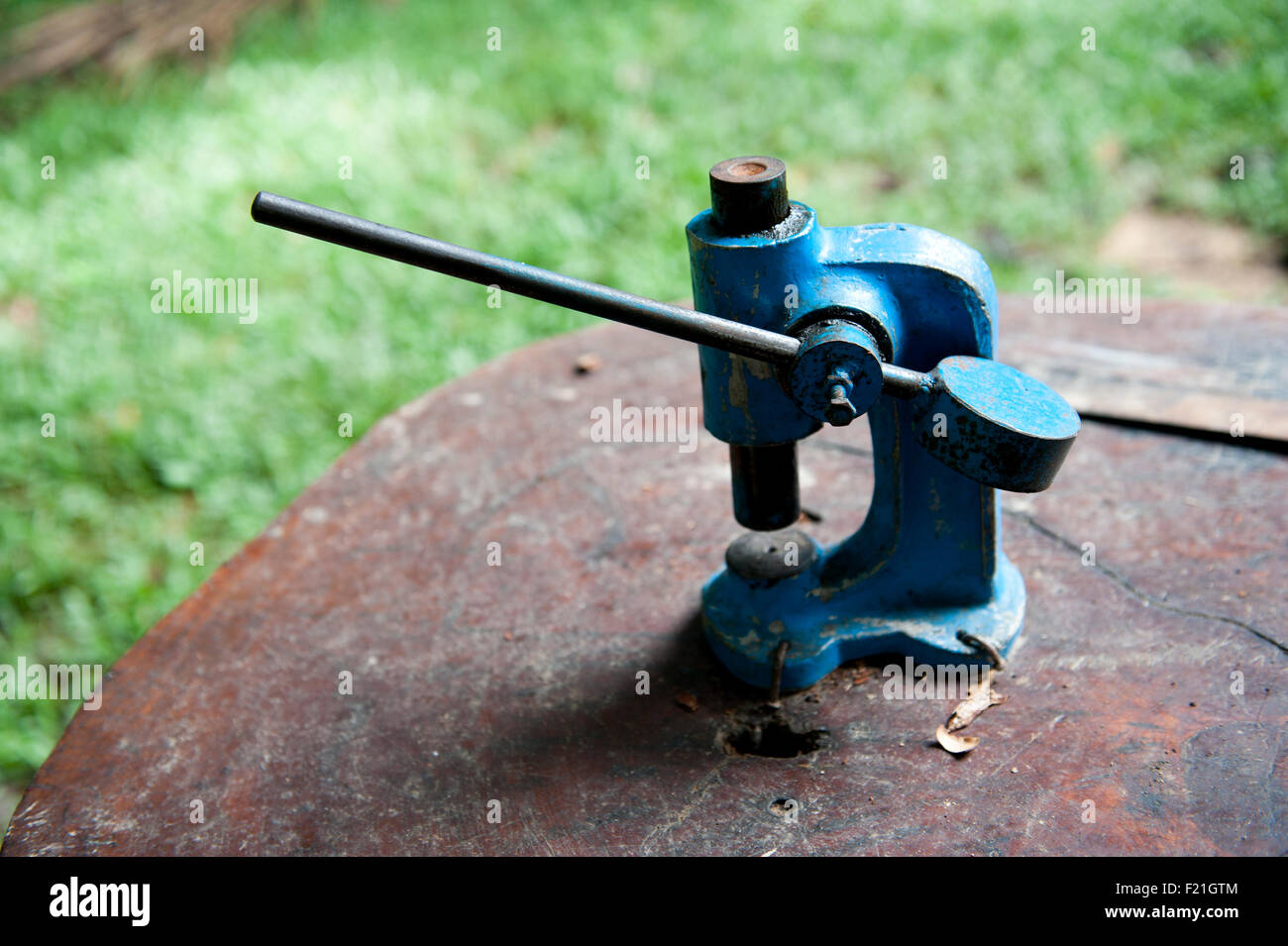 A blue punching machine in the middle of the amazon forest Stock Photo ...