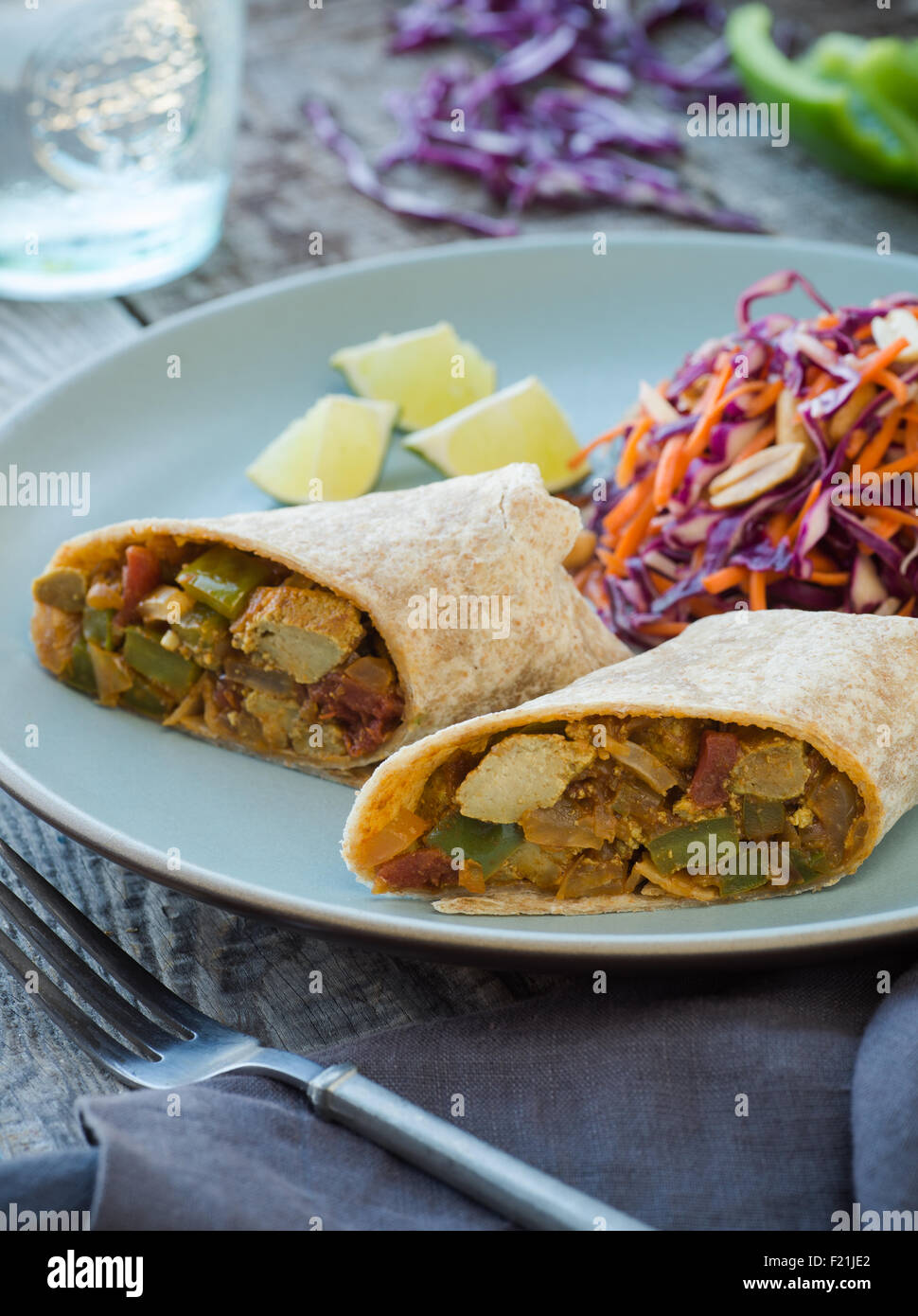 Delicious burrito with Indian spices and vegetables Stock Photo - Alamy
