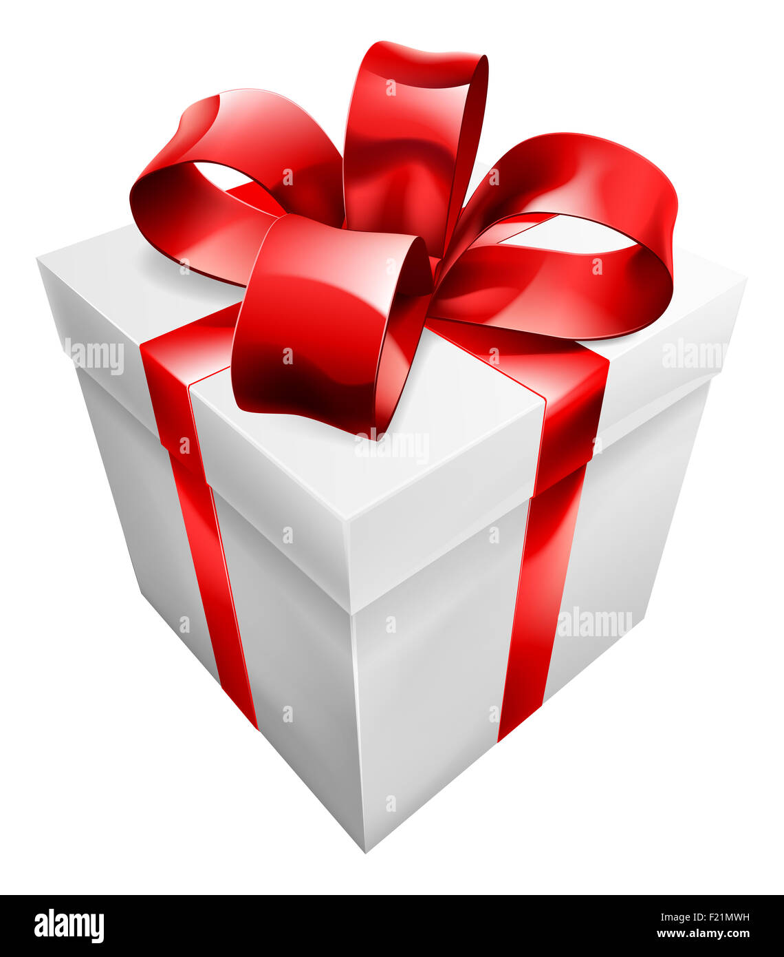 A gift or present wrapped with a red bow ribbon Stock Photo - Alamy