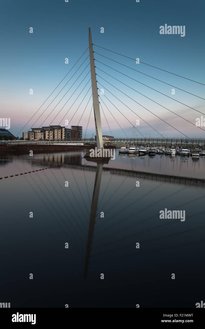 The Millennium bridge, Swansea, also known as the Sail bridge Stock ...