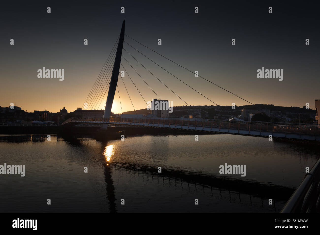 The Millennium bridge, Swansea, also known as the Sail bridge Stock ...