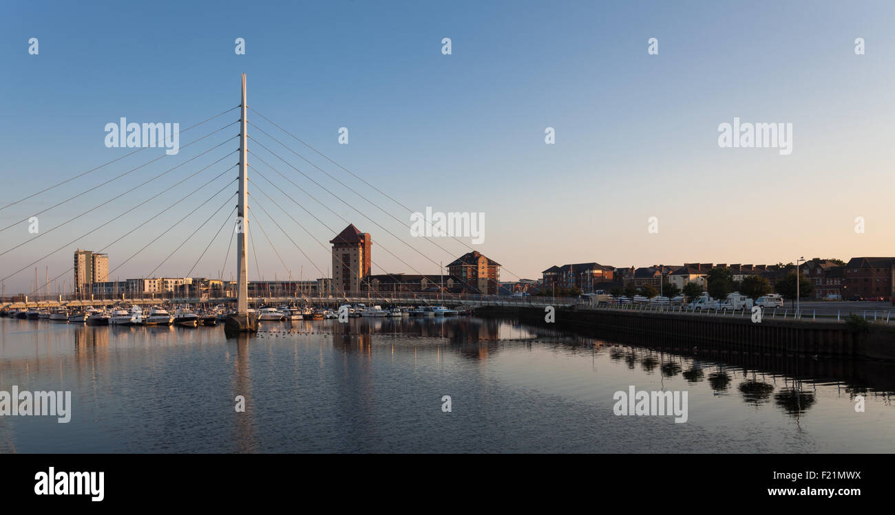 The Millennium bridge, Swansea, also known as the Sail bridge Stock ...