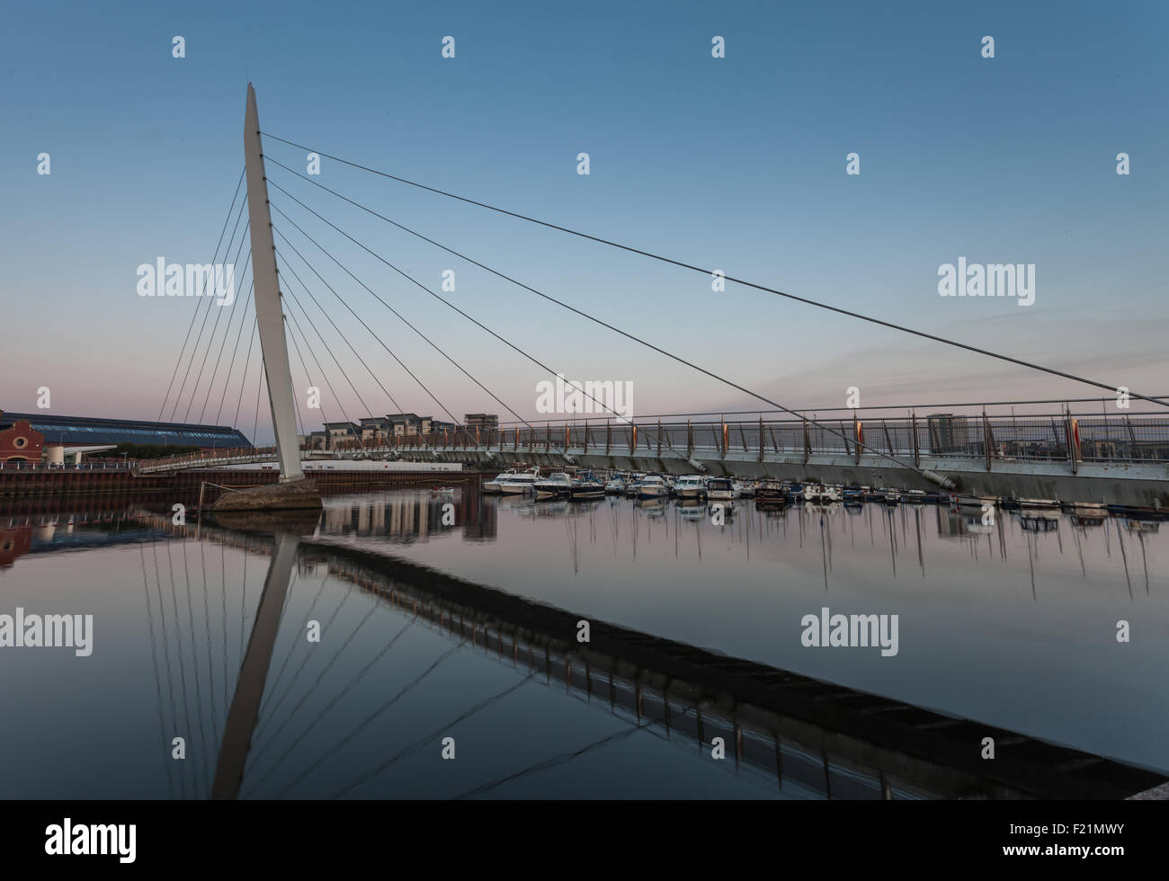 The Millennium bridge, Swansea, also known as the Sail bridge Stock ...