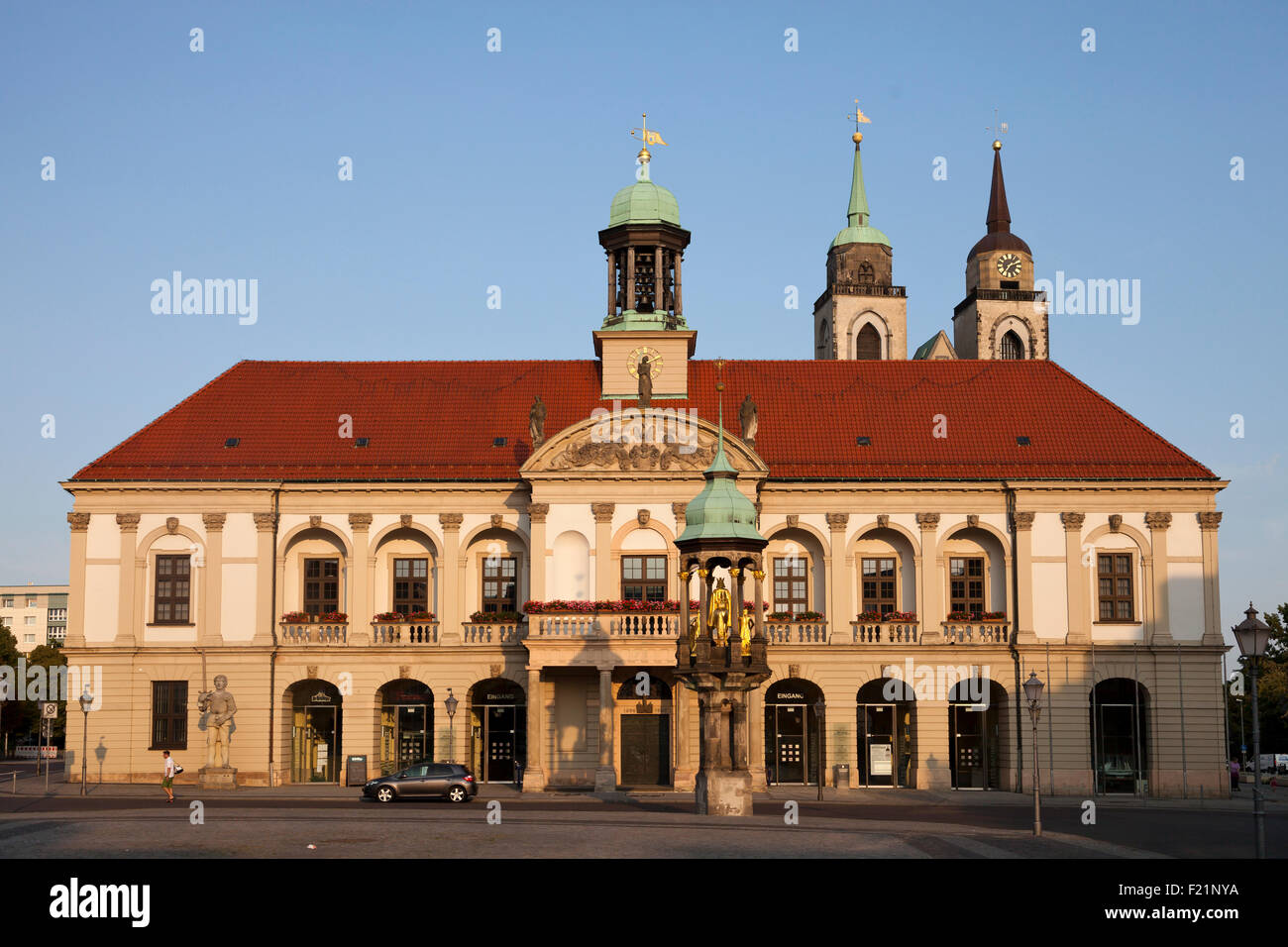 The Old Town Hall in the Old Market with the Magdeburg horseman statue ...