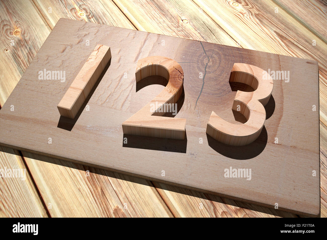 3d rendering of a wooden 123 numbers Stock Photo - Alamy