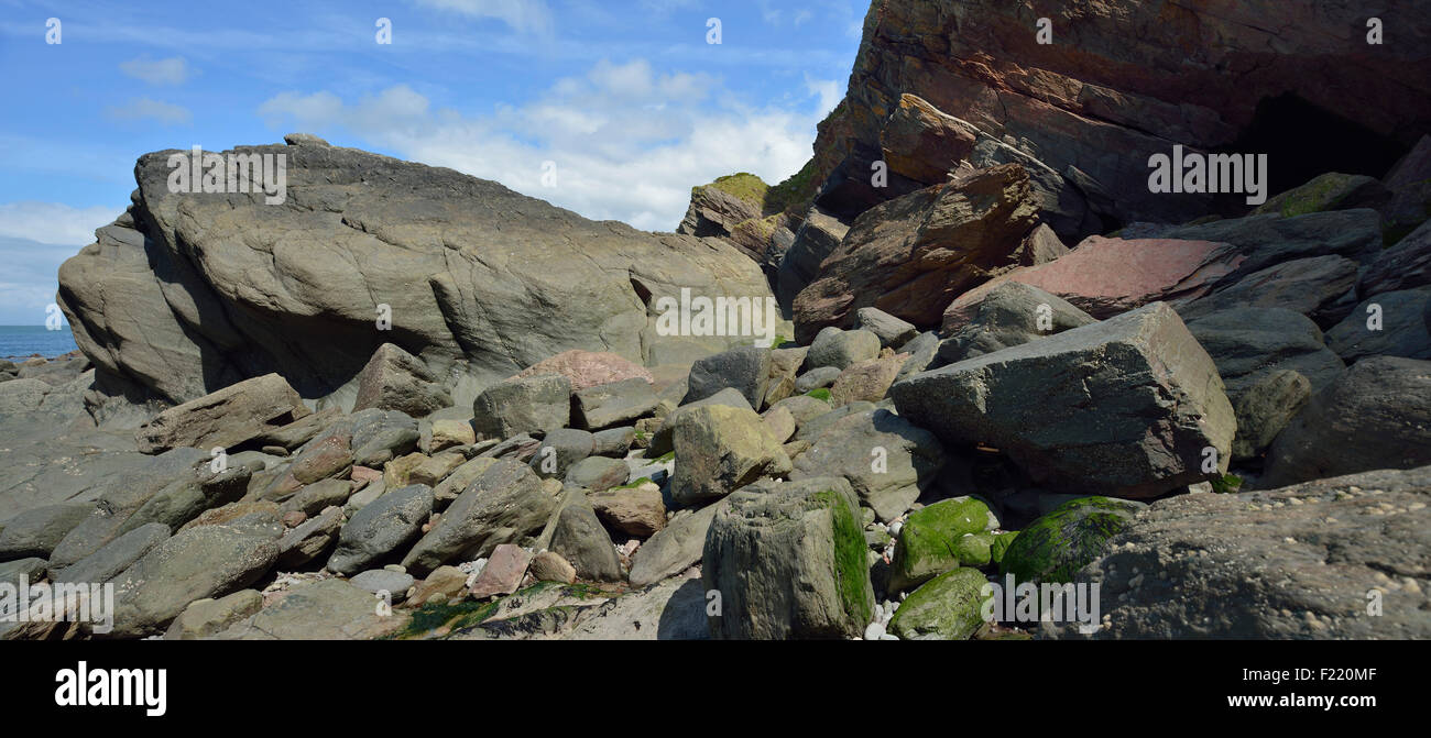 Rock Falls & Cliff, Woody Bay, North Devon Coast Stock Photo - Alamy