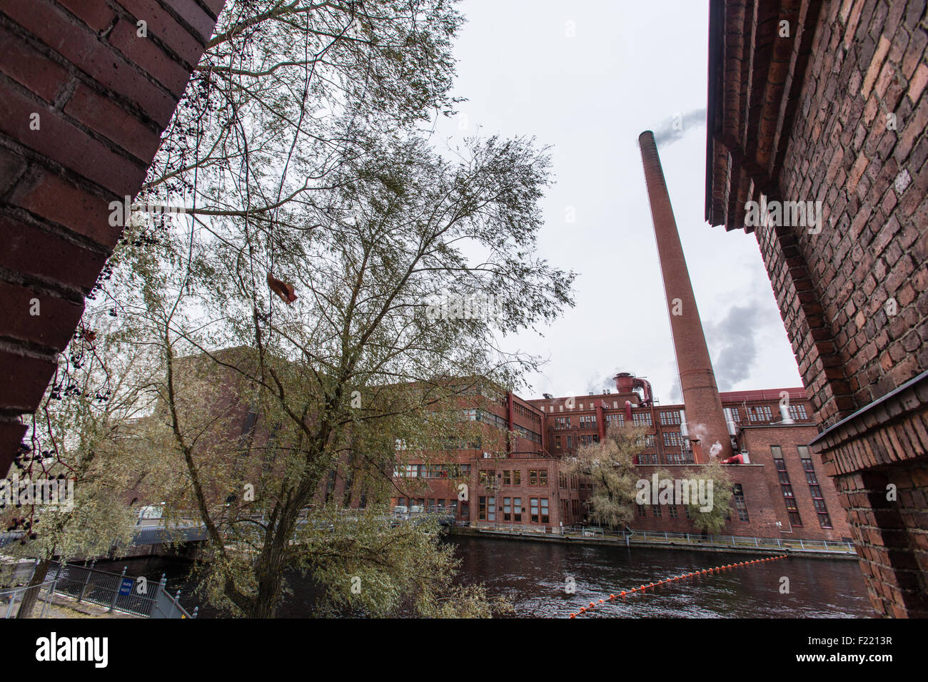 factory, paper mill, Tako Metsa Board, chimney, Tampere, Finland ...