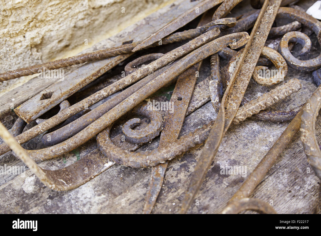 Irons with shapes in a forge, manual labor detail, forging Stock Photo ...