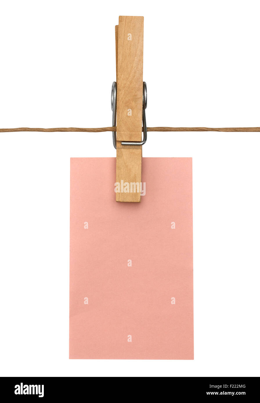 close up of a notes and a clothes pegs on white background Stock Photo ...
