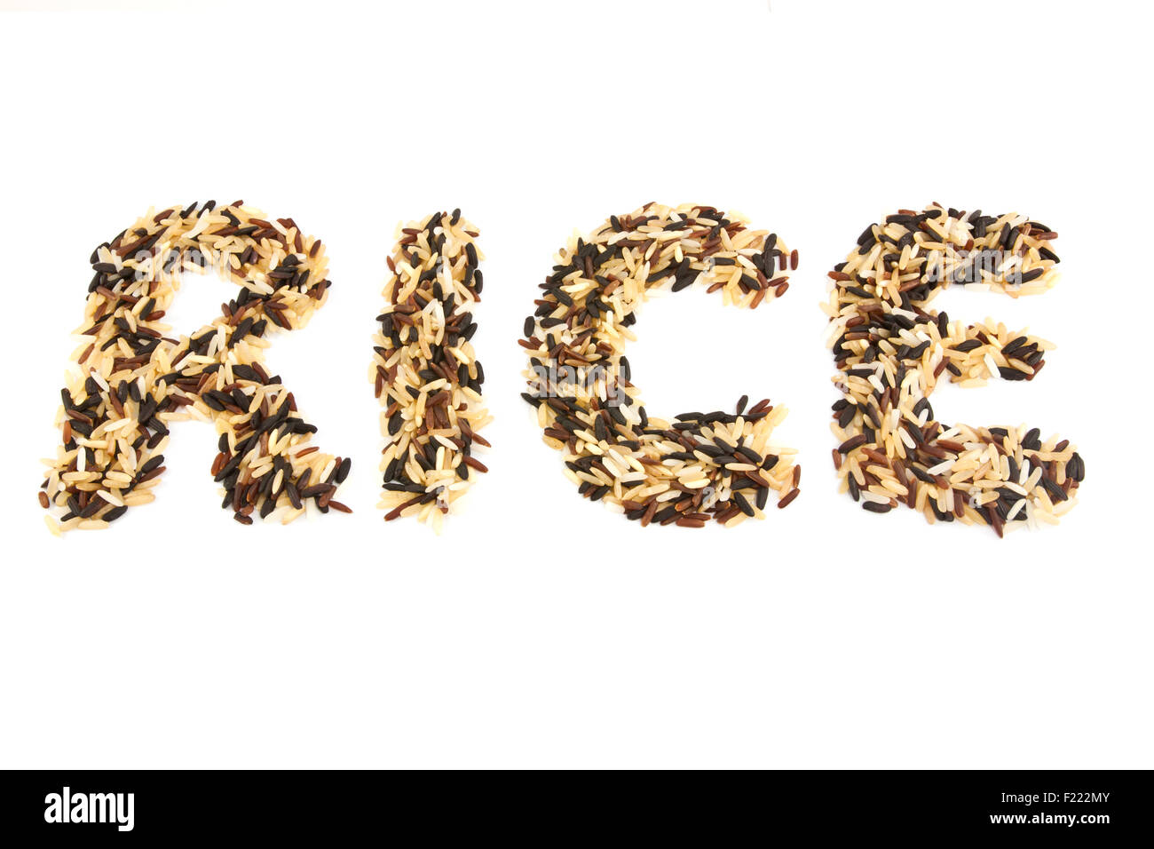 word rice from rice isolated on white Stock Photo - Alamy