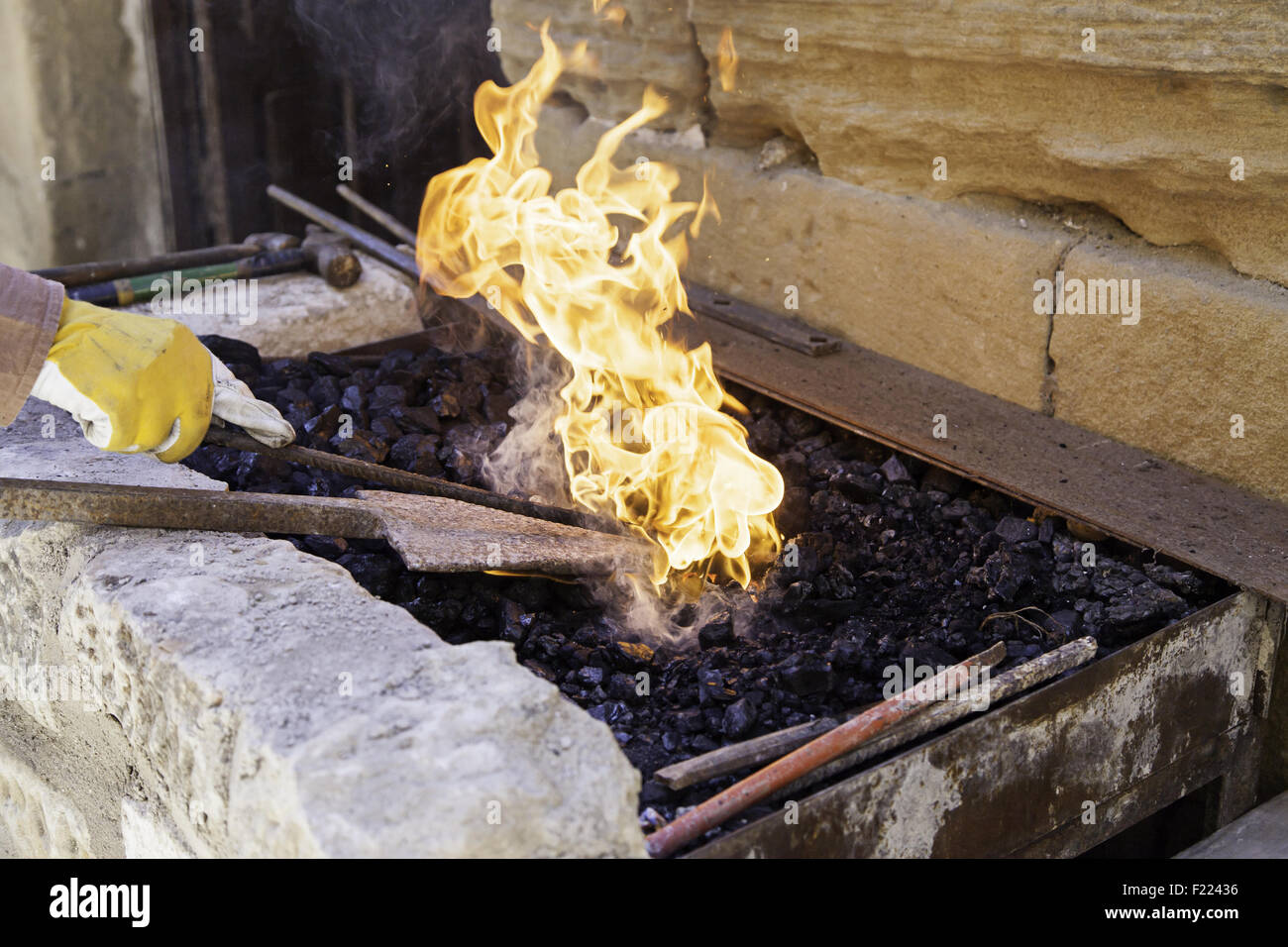 Irons with shapes in a forge, manual labor detail, forging Stock Photo ...