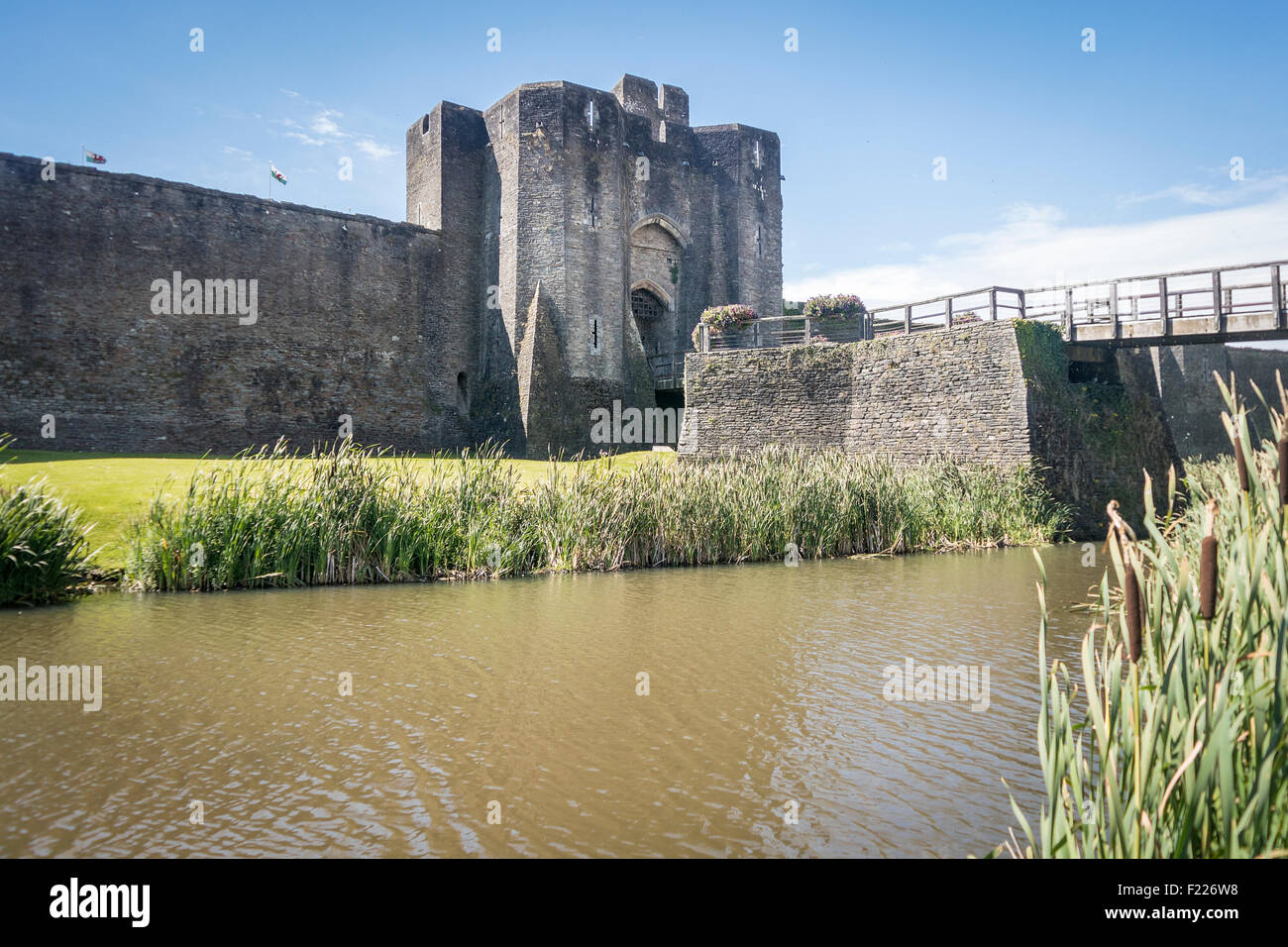 Caerphilly castle medieval castle moat hi-res stock photography and ...