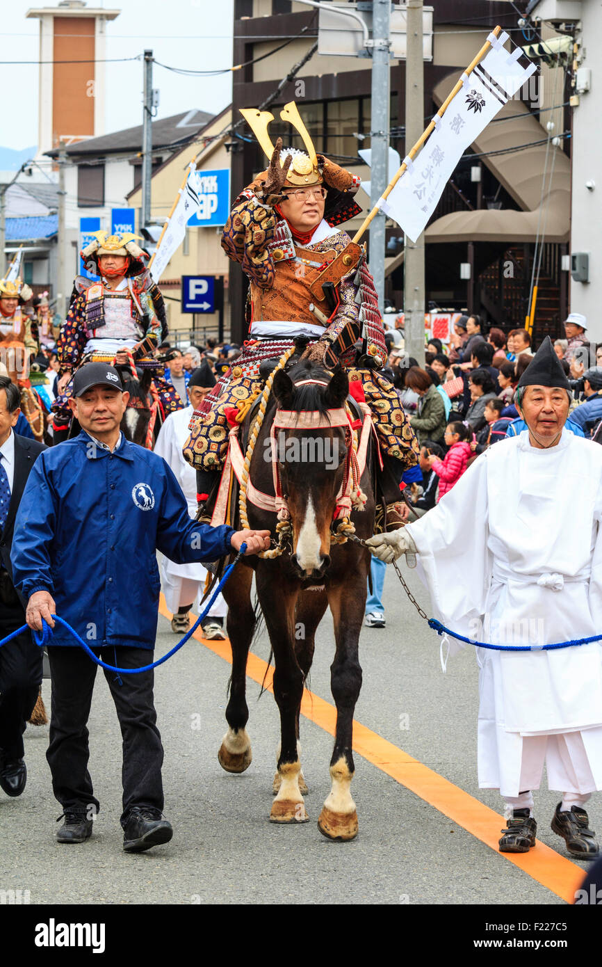 Genji festival parade in Japan. Man dressed in samurai full armour on ...