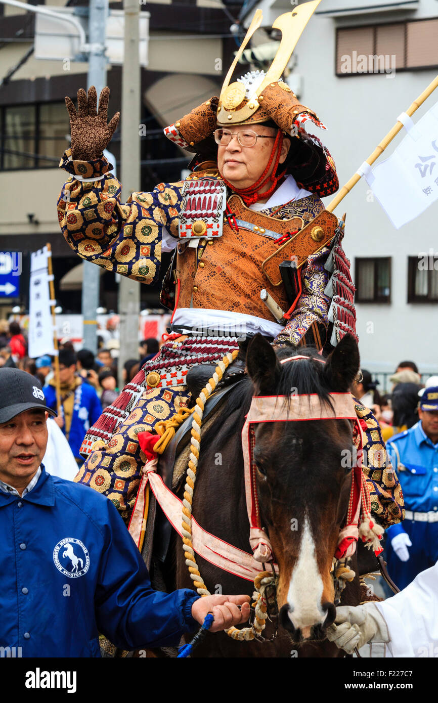 Genji festival parade in Japan. Man dressed in samurai full armour on ...