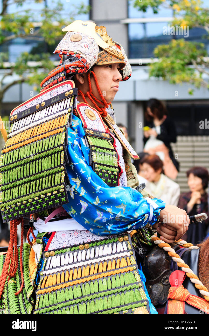 Genji festival in Japan. Man dressed in samurai full armour on ...