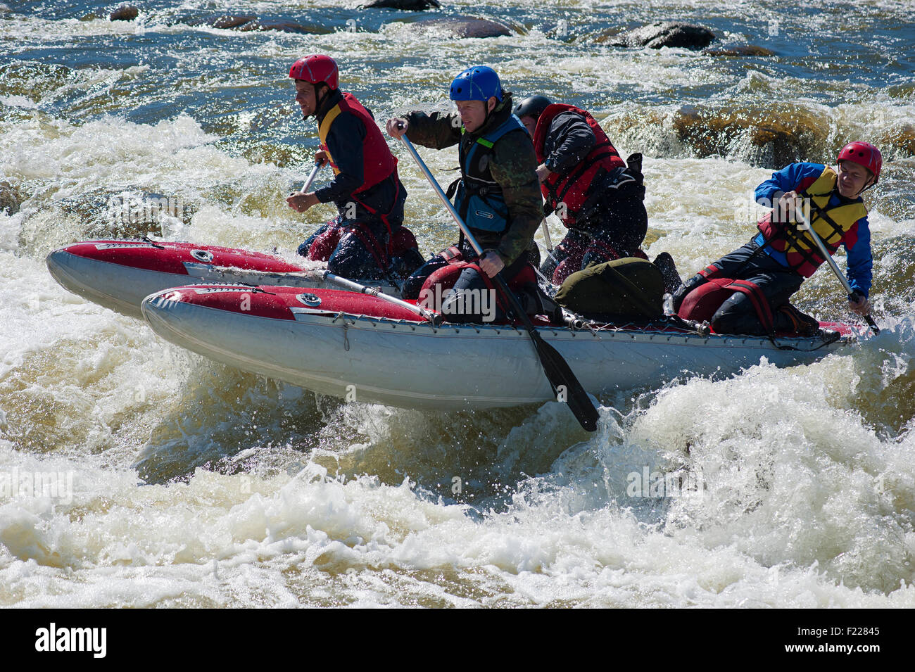 Sport catamaran on the rapid river Stock Photo - Alamy