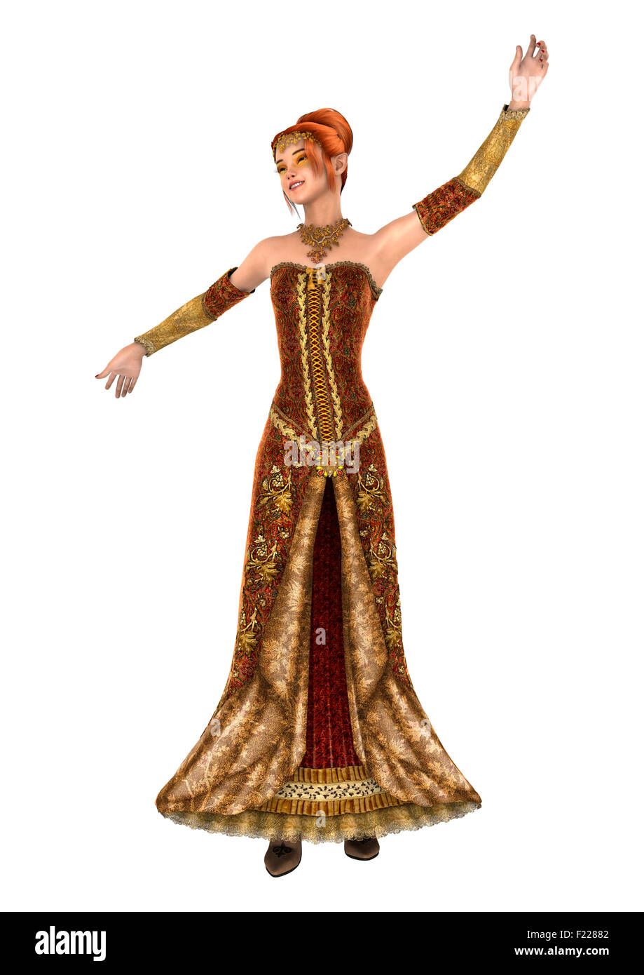 3D digital render of a beautiful princess of autumn isolated on white ...
