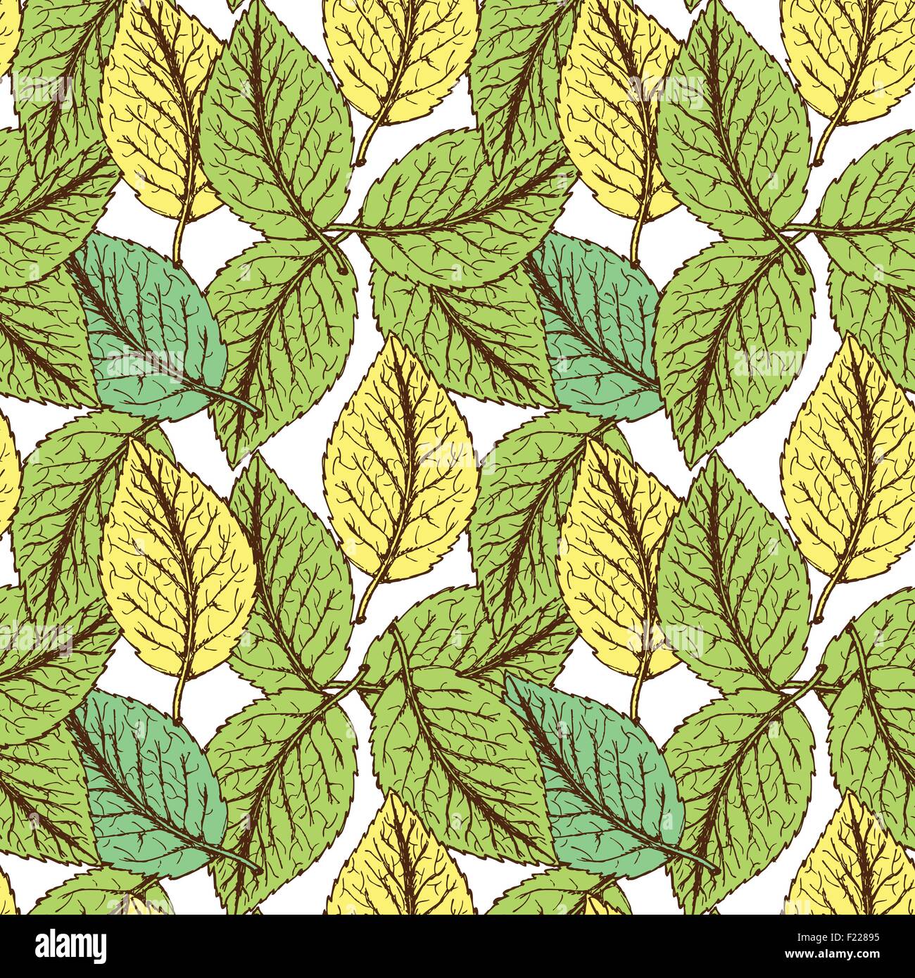 Sketch leaves in vintage style, vector seamless pattern Stock Vector ...