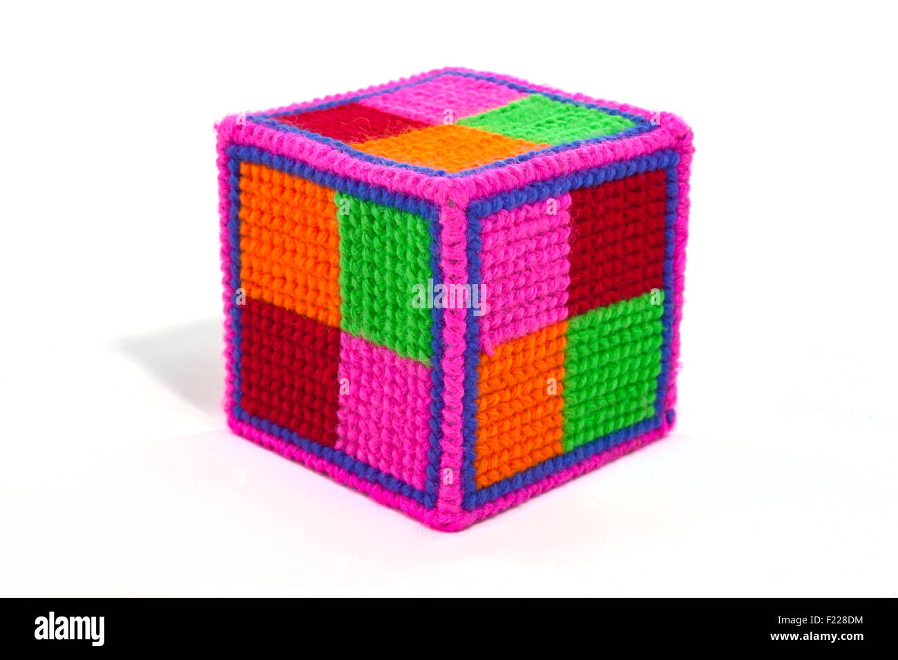 colorful cube make from knitting wool Stock Photo - Alamy