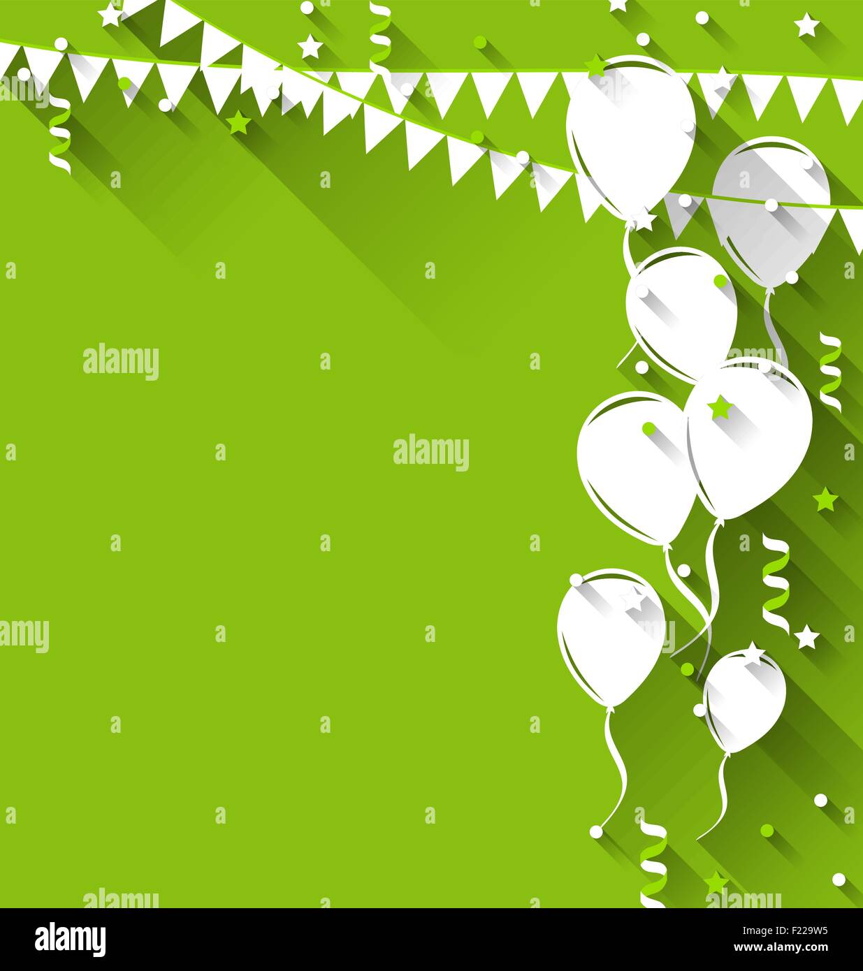 Happy birthday background with balloons and hanging pennants, tr Stock ...