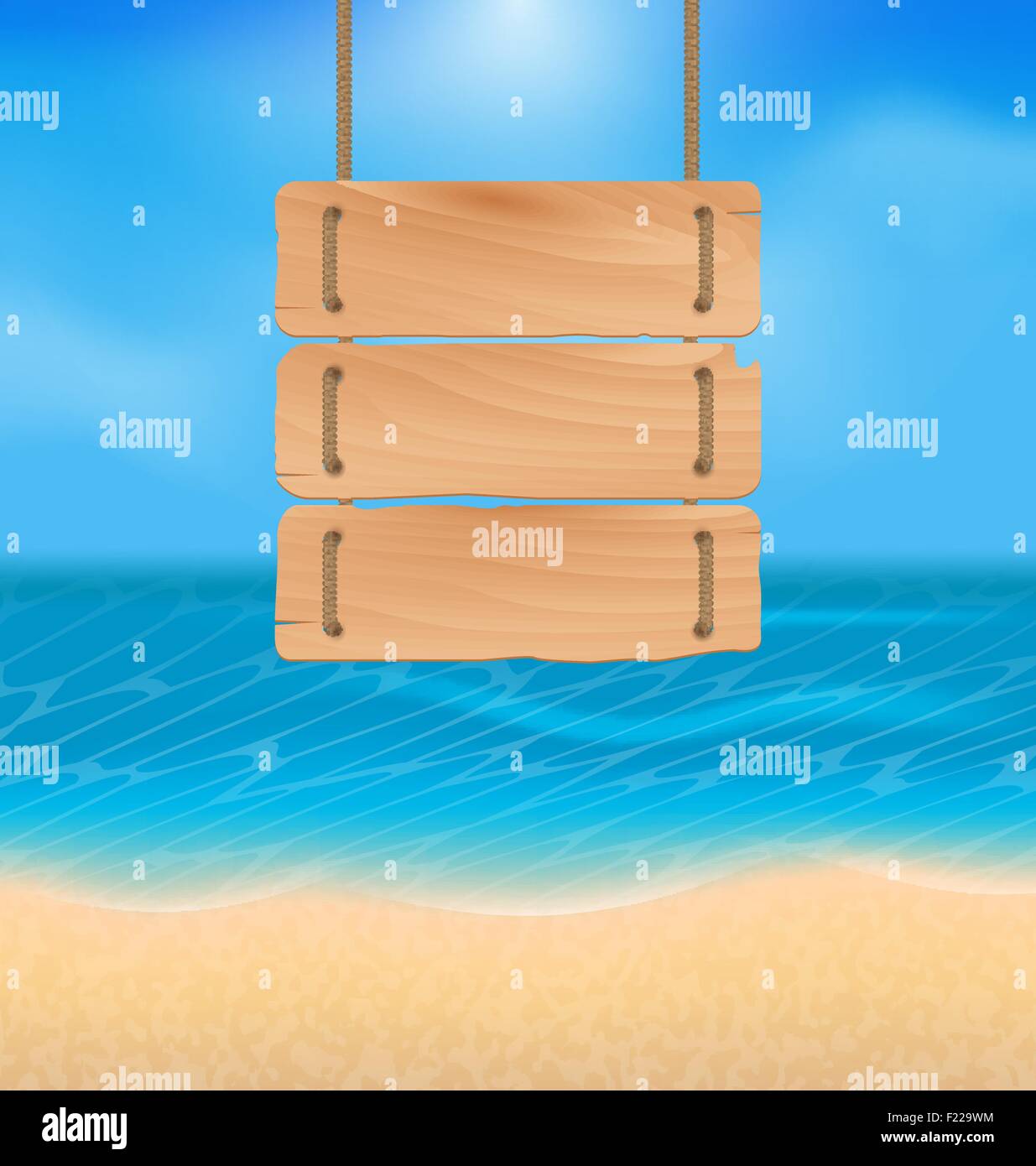 Blank wooden sign on beach, natural seascape Stock Vector Image & Art ...