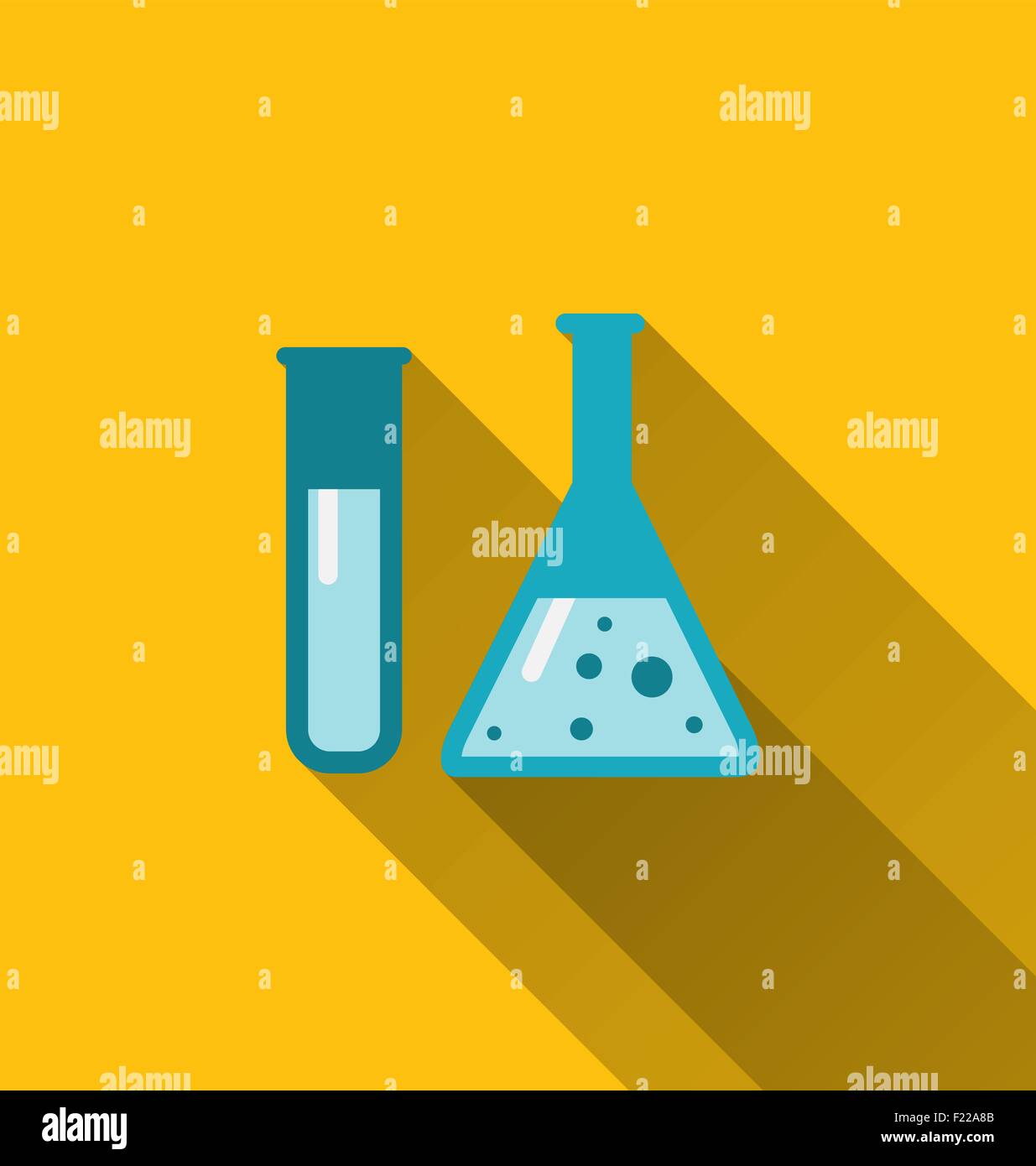 Icons of chemical test tubes with shadows, modern flat style Stock ...