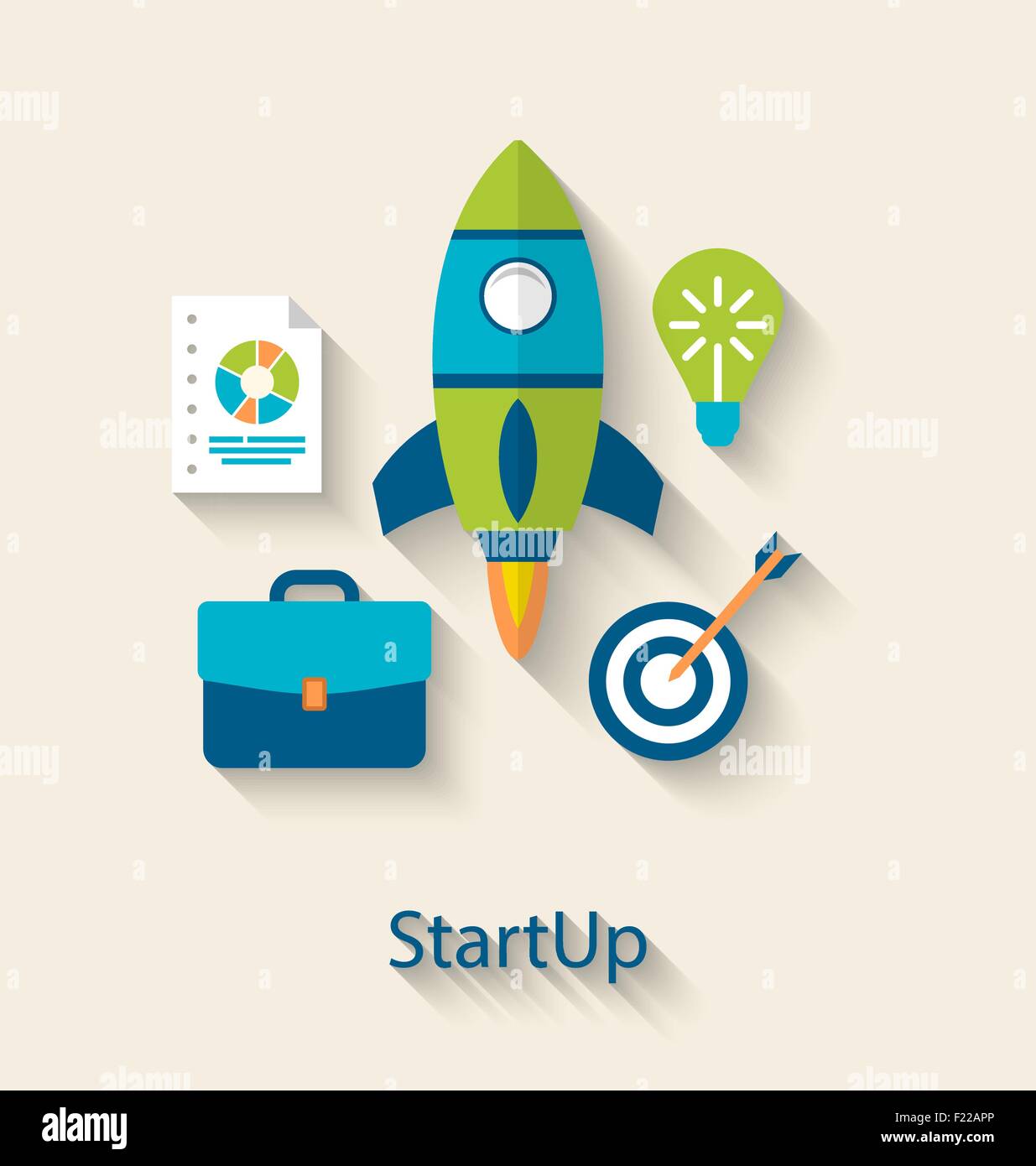 Concept of new business project startup development, flat icons Stock ...