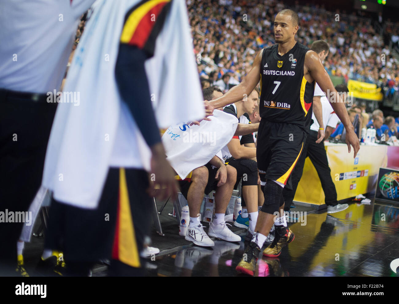 Berlin, Germany. 09th Sep, 2015. Germany's Alex King (r) reacts during ...