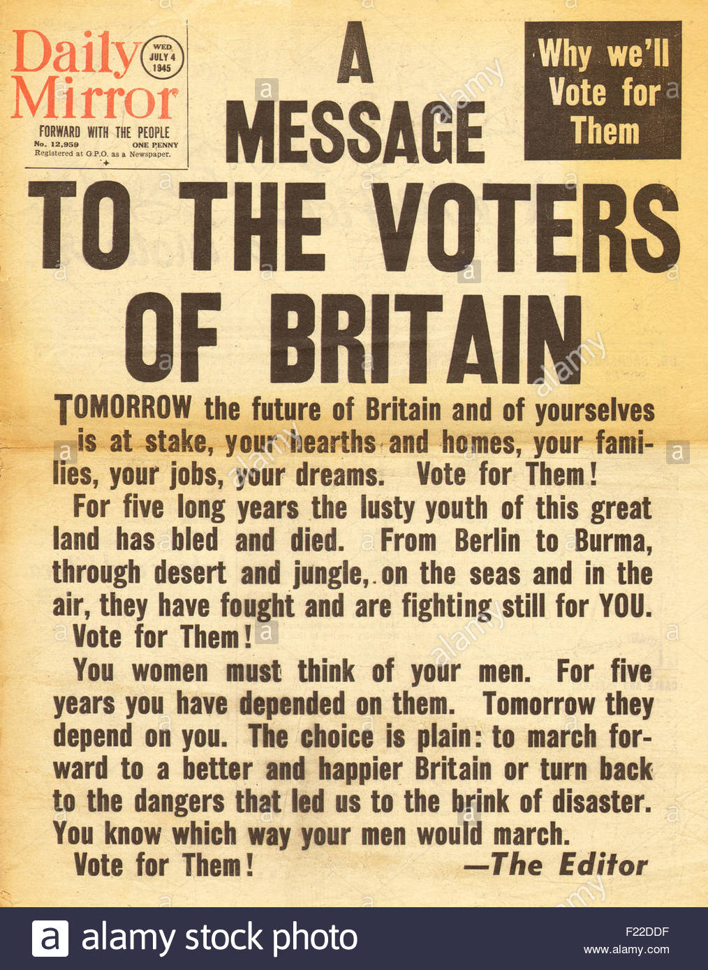 1945 Daily Front Page Reporting Stock Photos & 1945 Daily Front Page ...