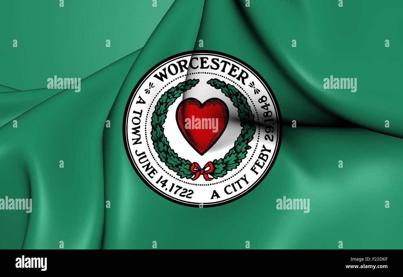 3D Flag of the Worcester, USA. Close Up Stock Photo - Alamy