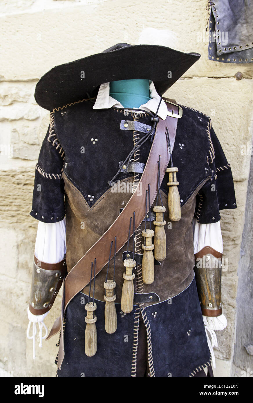 Musketeer old suit, detail of typical warrior attire Stock Photo - Alamy