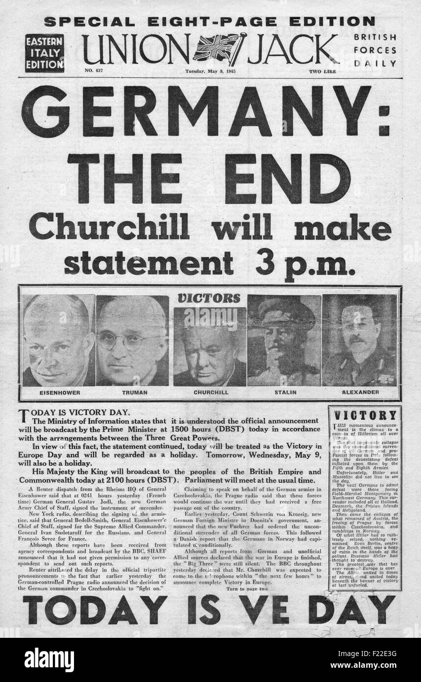 Ve day 1945 newspaper hi-res stock photography and images - Alamy