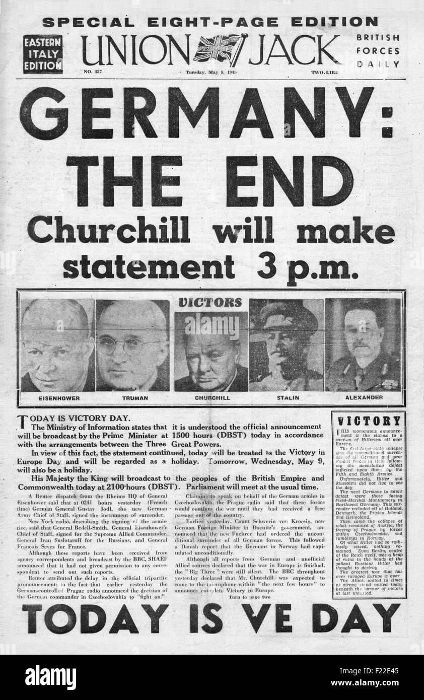 Ve day 1945 newspaper hi-res stock photography and images - Alamy