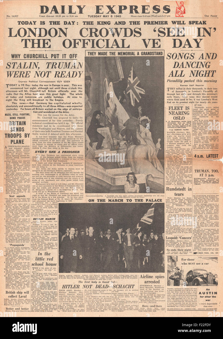 Ve day 1945 newspaper hi-res stock photography and images - Alamy