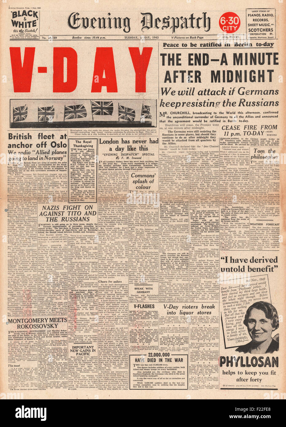 Ve day 1945 newspaper hi-res stock photography and images - Alamy