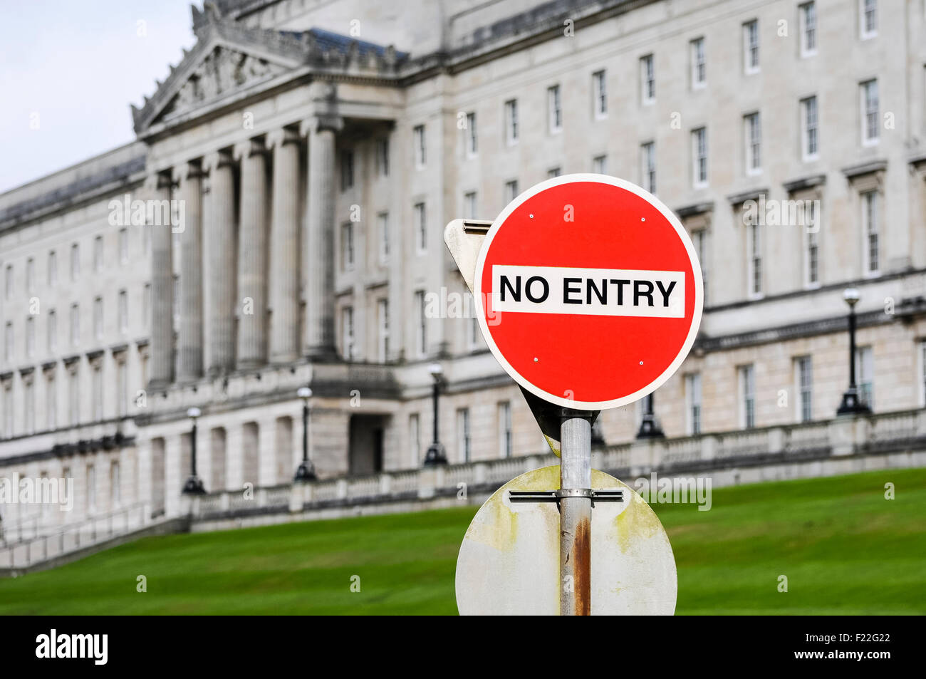 No Entry traffic road sign outside Parliament Buildings, Stormont ...