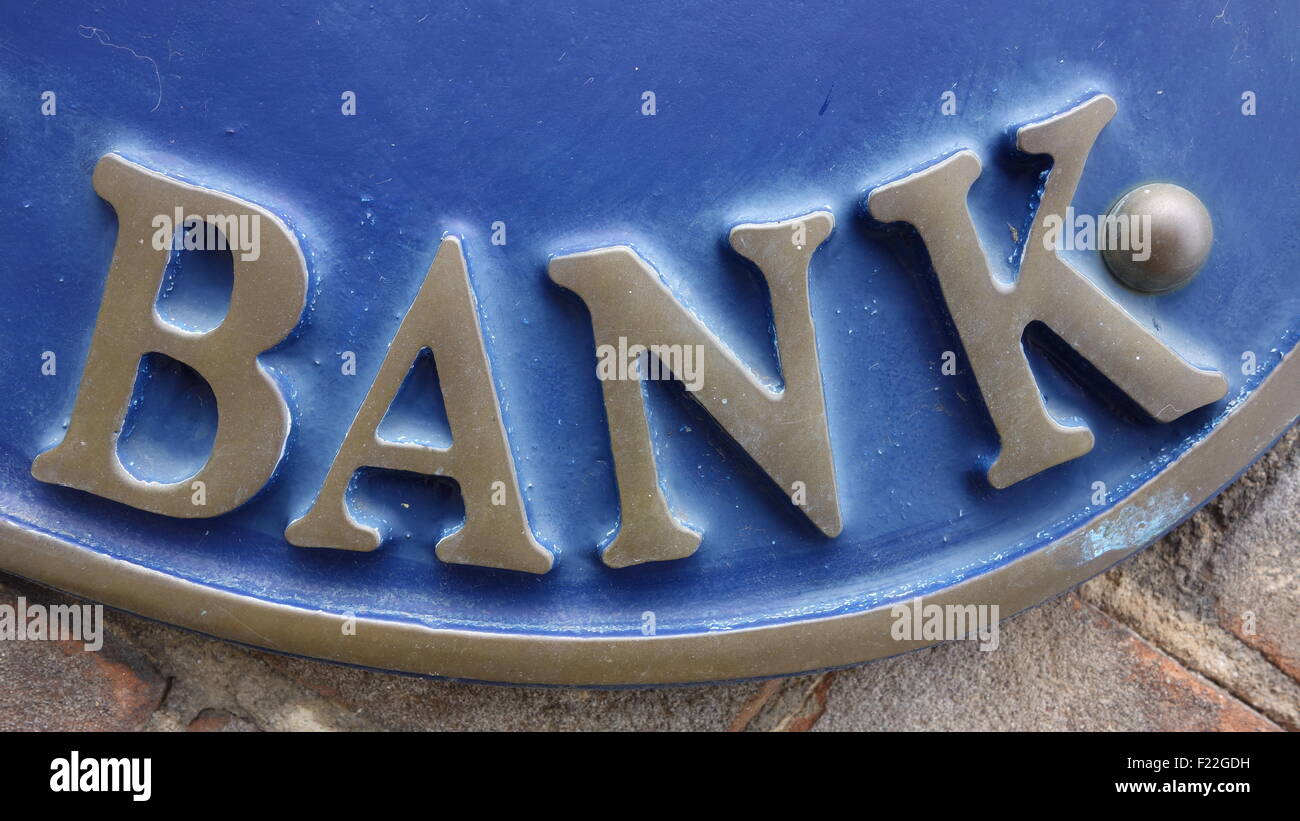 Blue sign with gold letters hi-res stock photography and images - Alamy