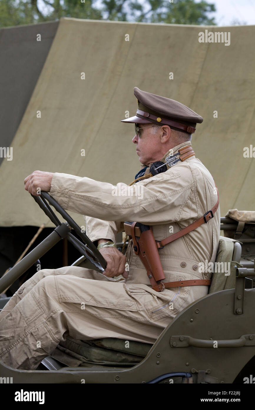 American Fly boy in a jeep Stock Photo - Alamy