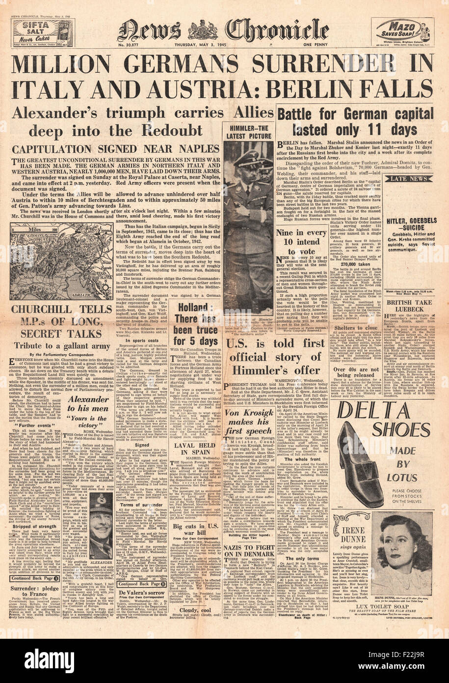 1945 germany surrender newspaper hi-res stock photography and images ...