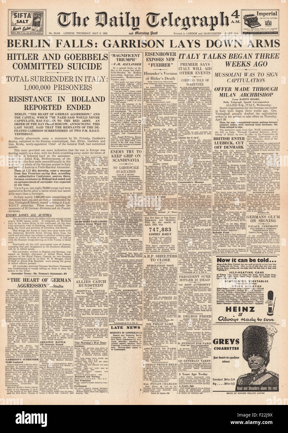 German surrender newspaper hi-res stock photography and images - Alamy