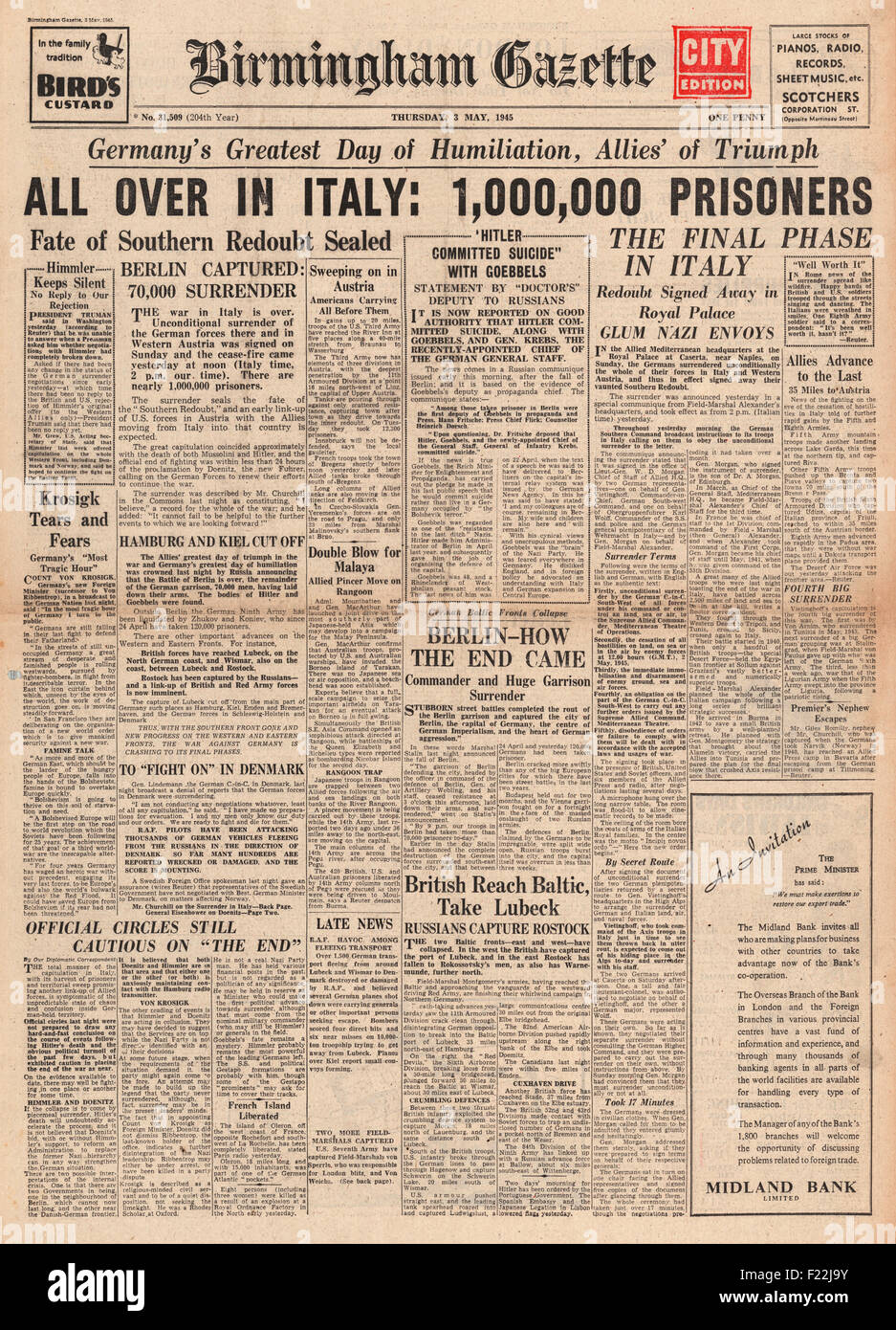 German surrender newspaper hi-res stock photography and images - Alamy
