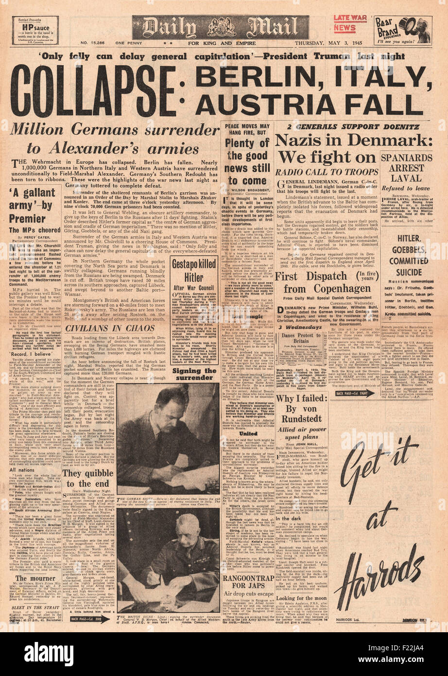 German surrender newspaper hi-res stock photography and images - Alamy