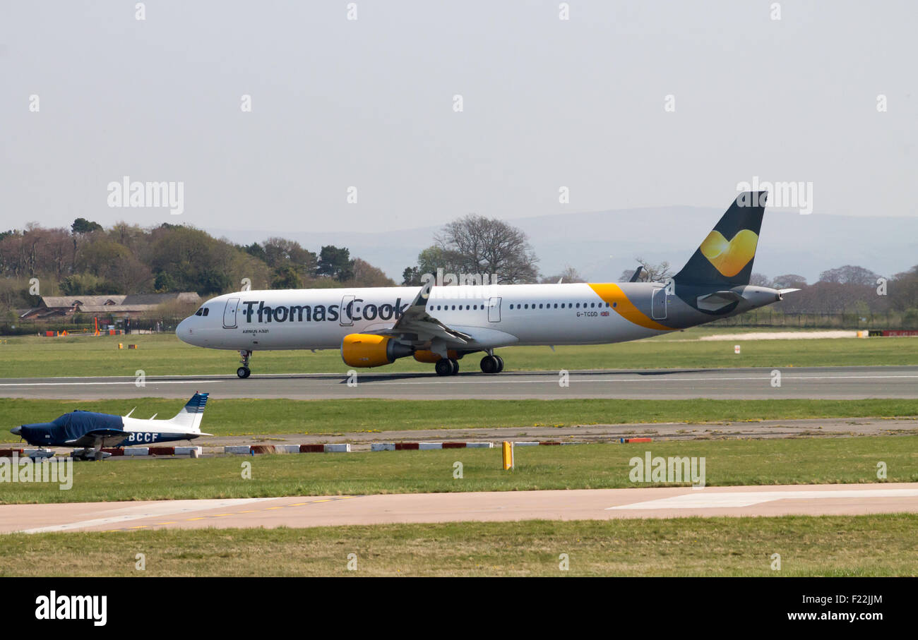 Thomas Cook Airbus A321 passenger plane taking off from Manchester ...