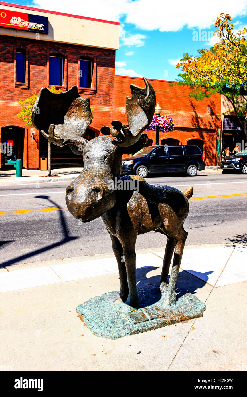 Mudgy Moose statue, the mascot of Coeur d'Alene in Idaho Stock Photo ...
