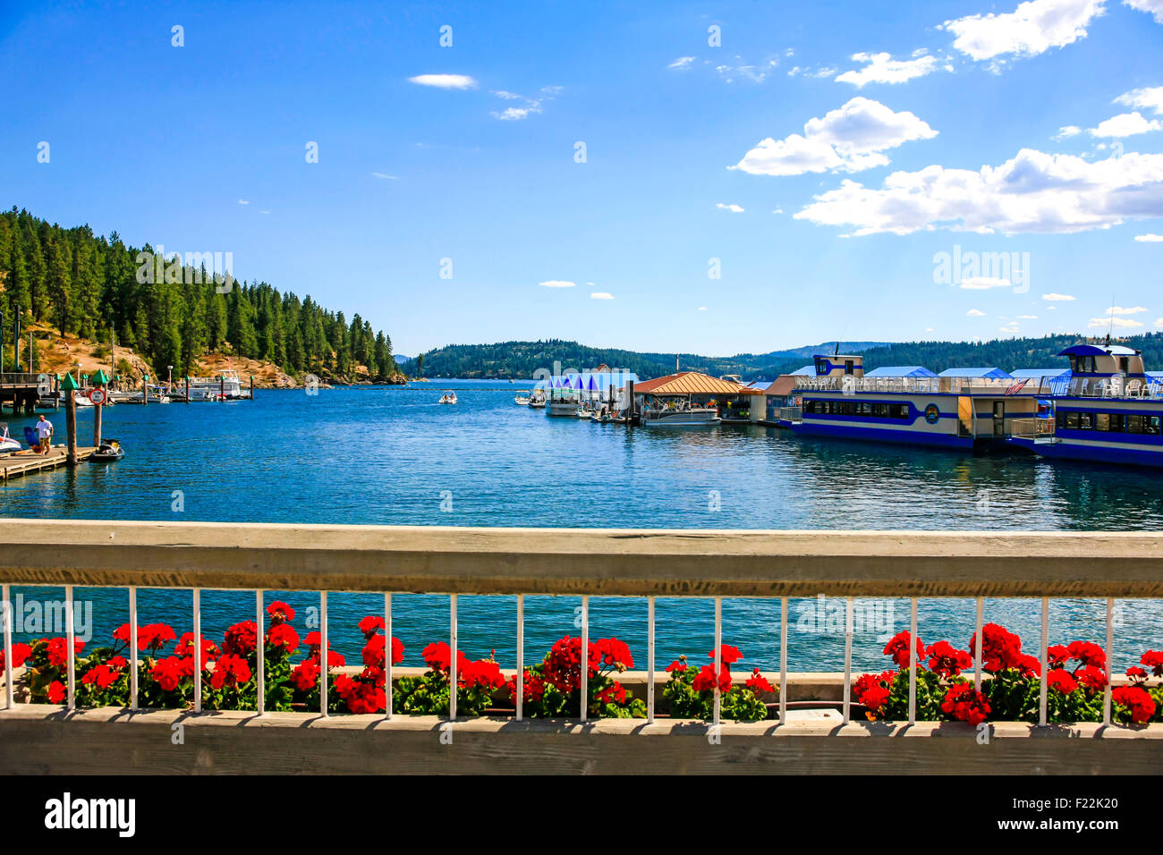 Lake Coeur d'Alene seen from the city named after it in North Idaho ...