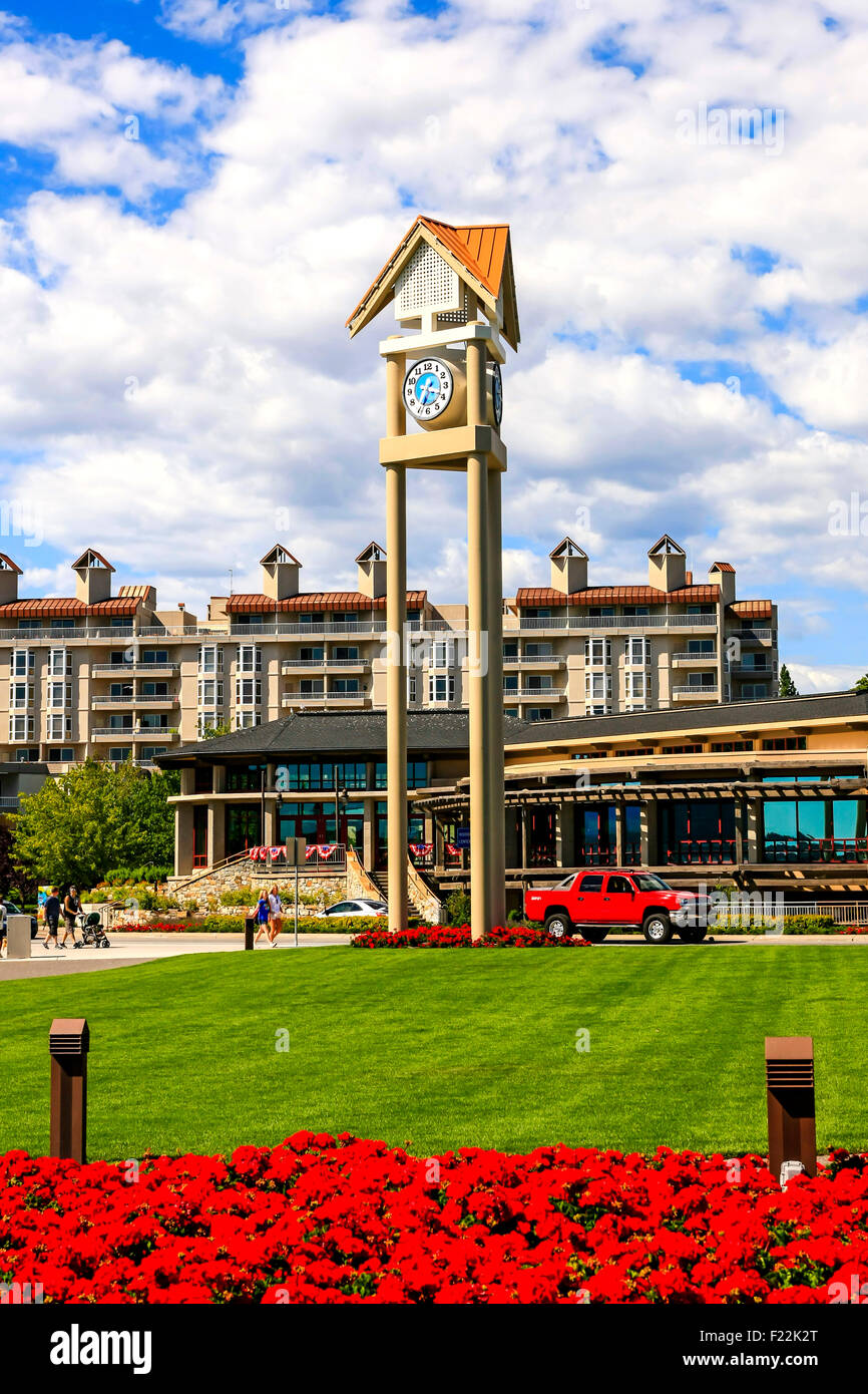 The city clock in the Lake Resort city of Coeur d'Alene in North Idaho ...