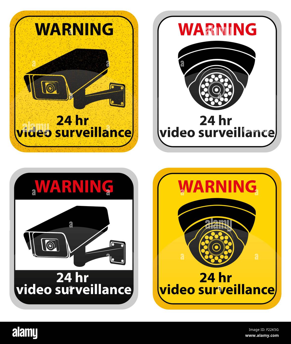 video surveillance warning sign vector illustration isolated on white ...